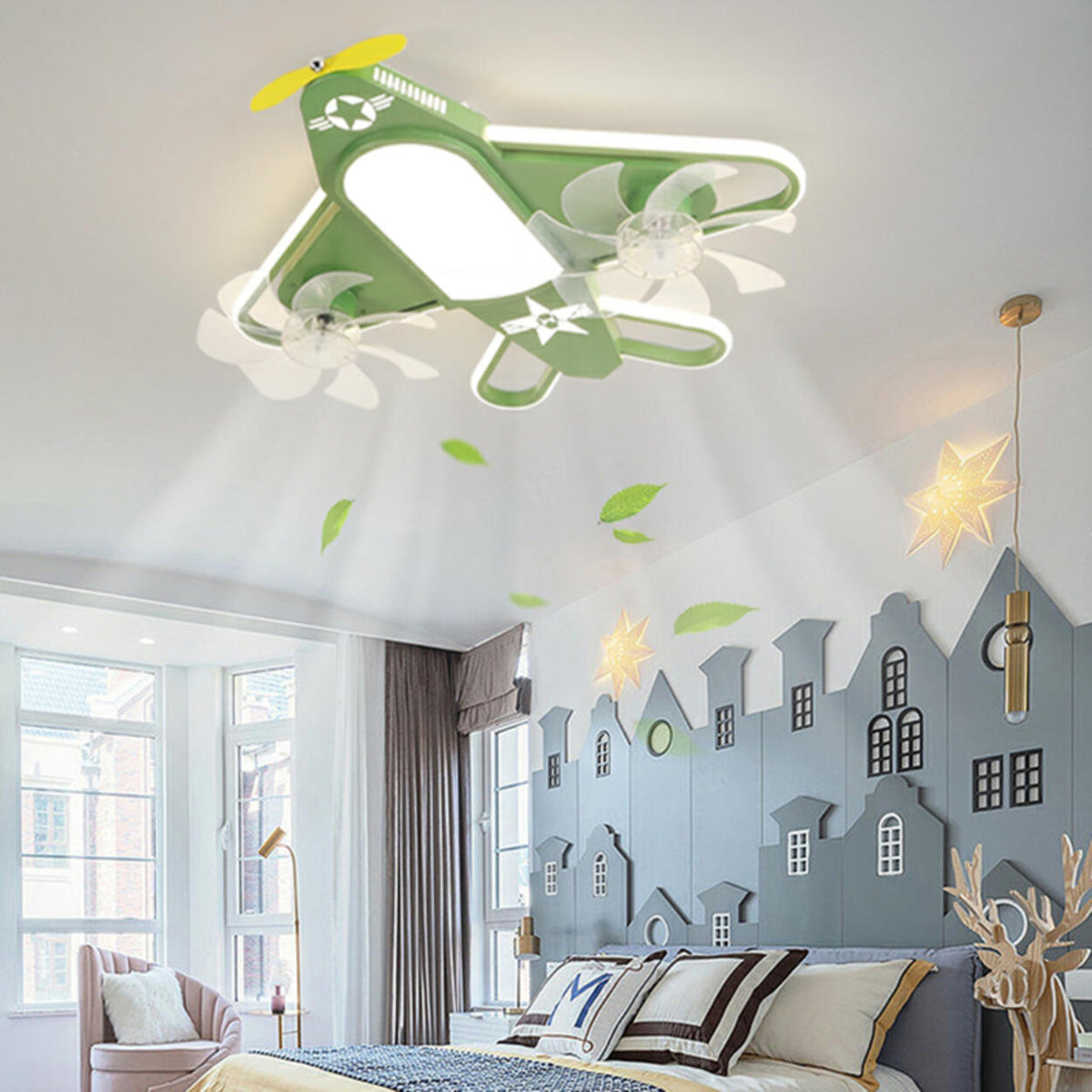 Kids Room Recessed Airplane Ceiling Fan with Light – Homebaa