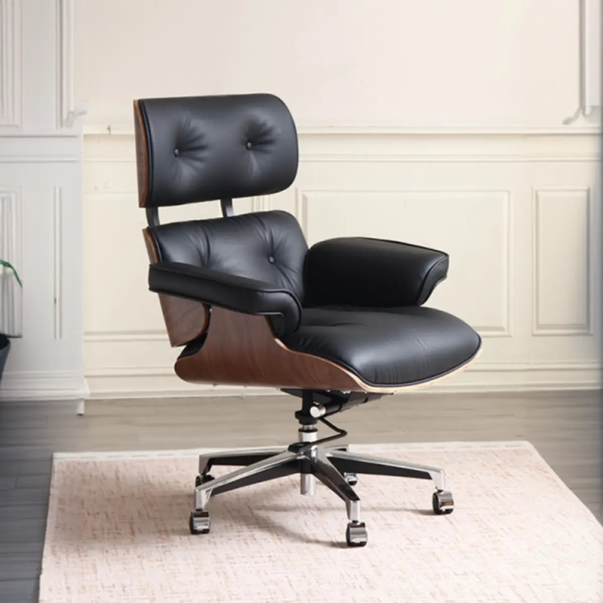 Adjustable Aluminum Frame Leather Office Chair with Headrest – Homebaa