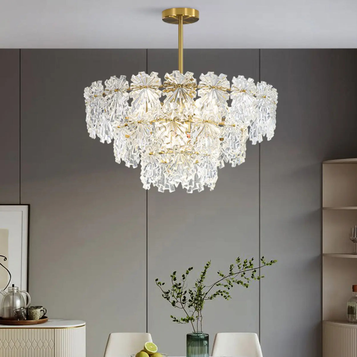 Art Deco Gold Luxury Snowflake Crystal Chandelier – Homebaa
