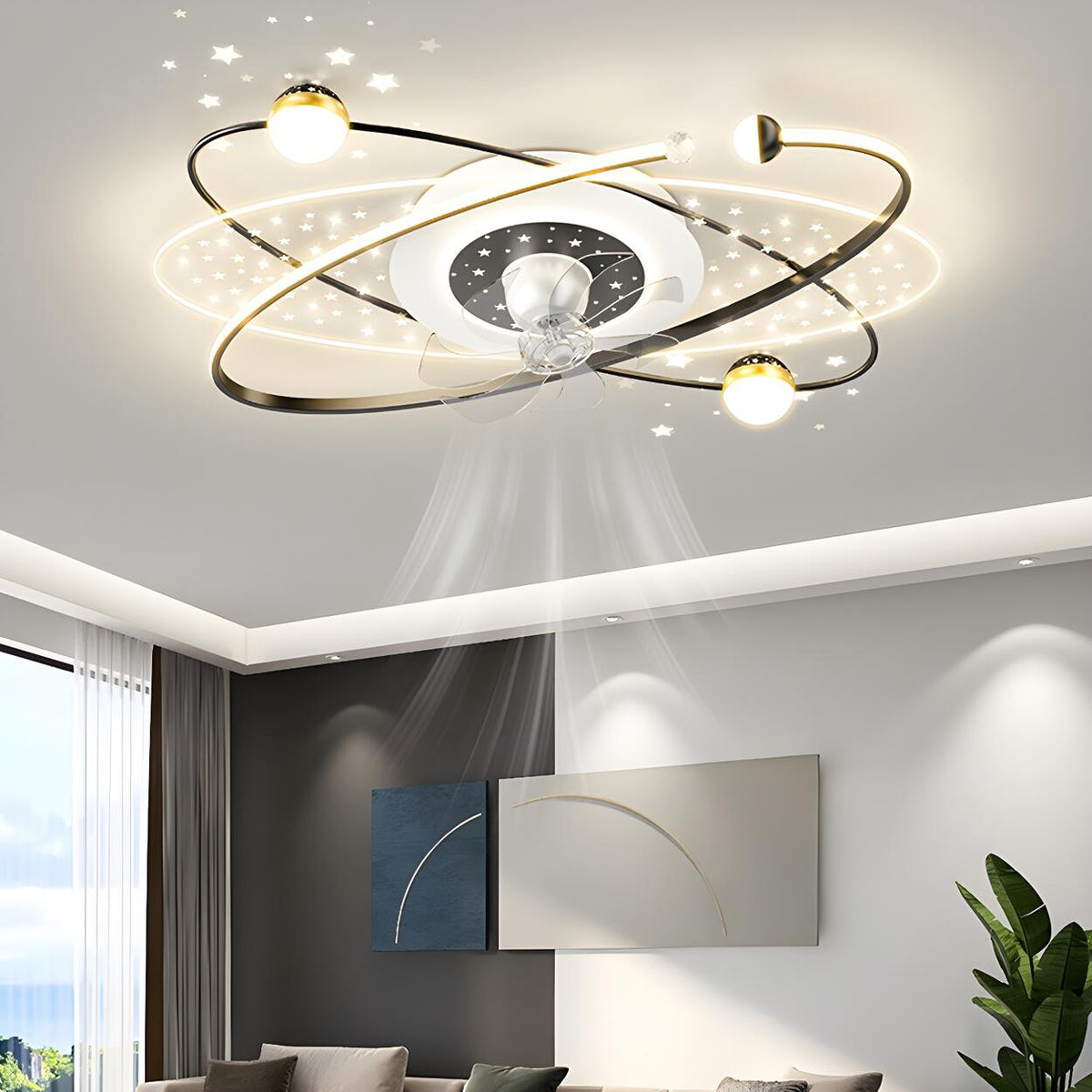 Artistic Creative Galaxy Ceiling Fan with LED Light – Homebaa