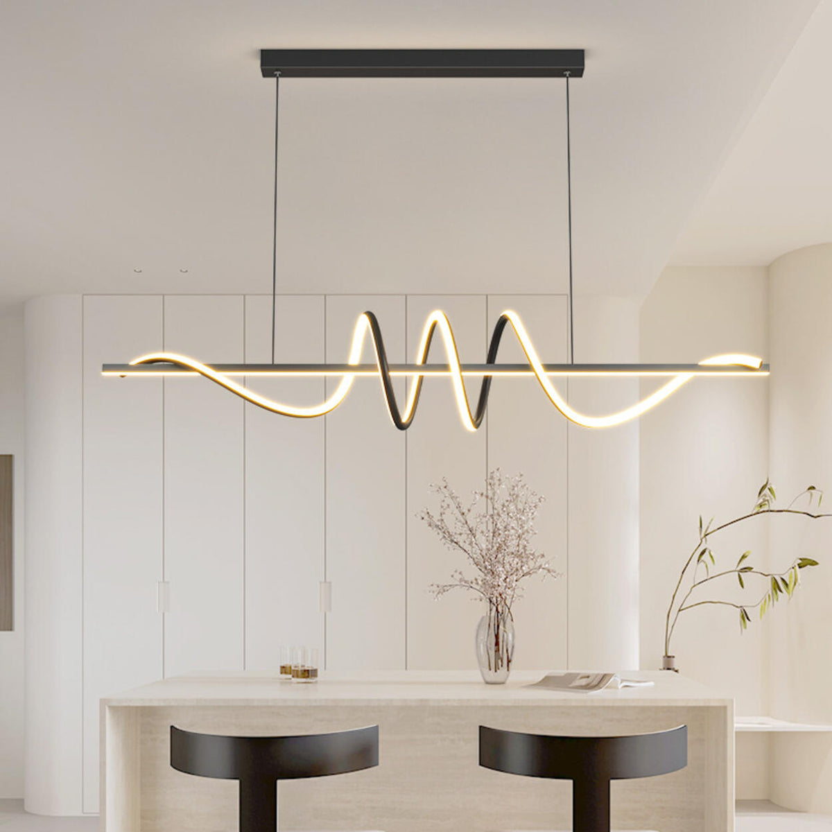 Artistic Wavy Adjustable Metal Island Ceiling Light – Homebaa