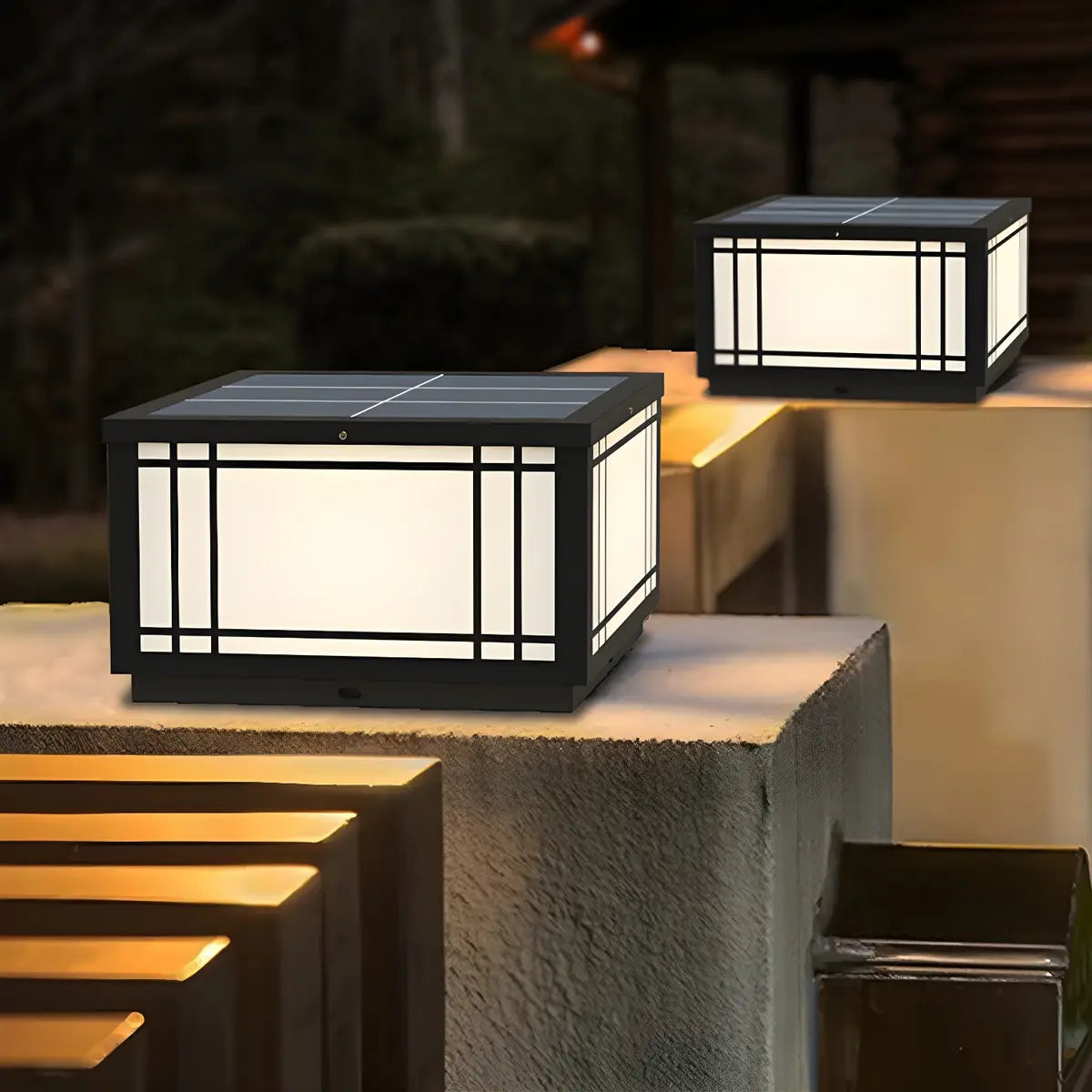 Black Simple Metal Cube Solar Outdoor Post Caps Light – Homebaa