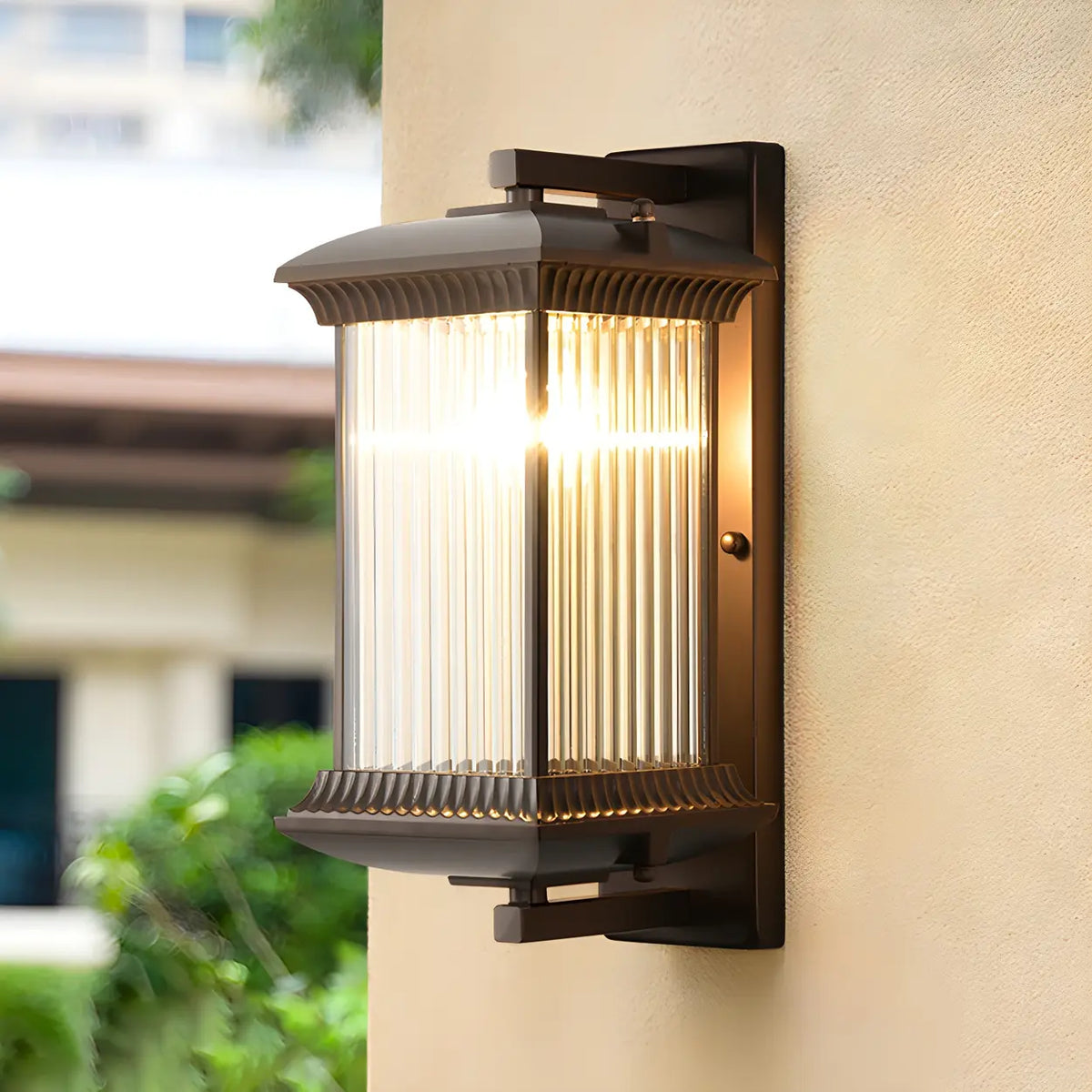 Brown Modern Box Glass Exterior LED Wall Sconces – Homebaa