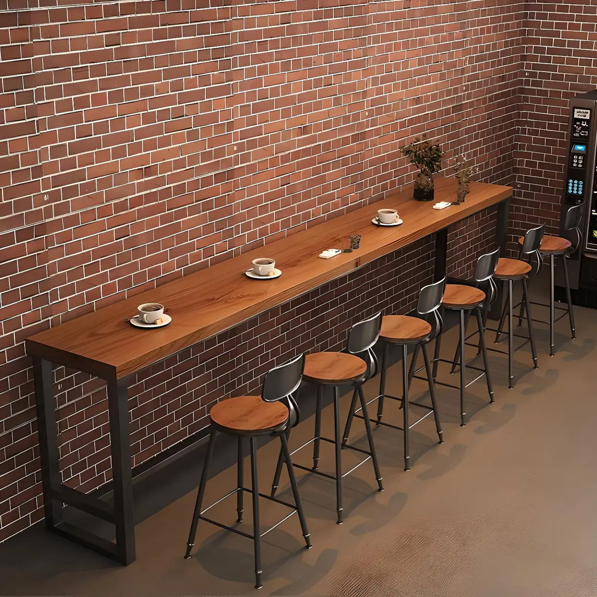 Brown Rectangle Wood Large Bar Table with Footrest – Homebaa