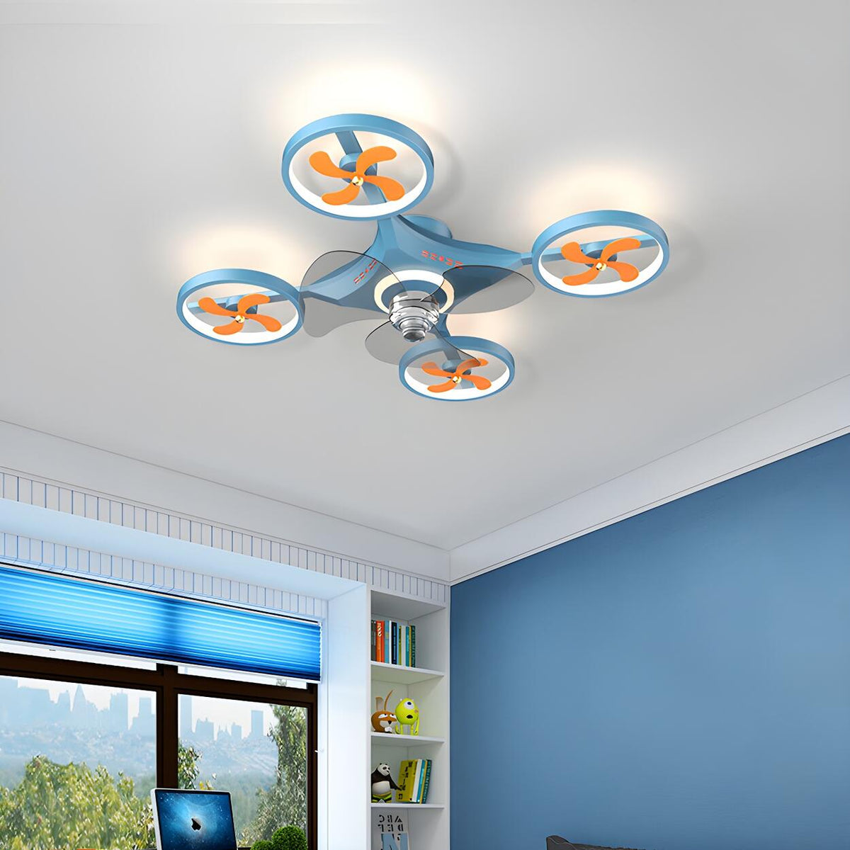 Cartoon Kids Room Drone LED Ceiling Fan with Light – Homebaa