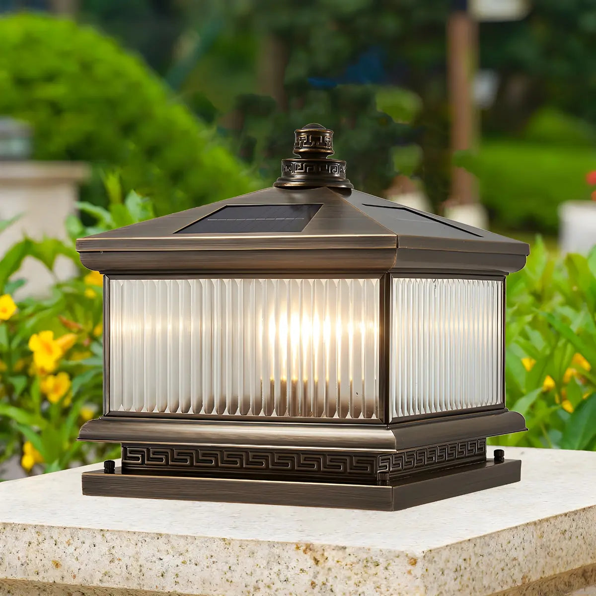 Classic Square Metal Outdoor Post Table Lamp Bronze – Homebaa