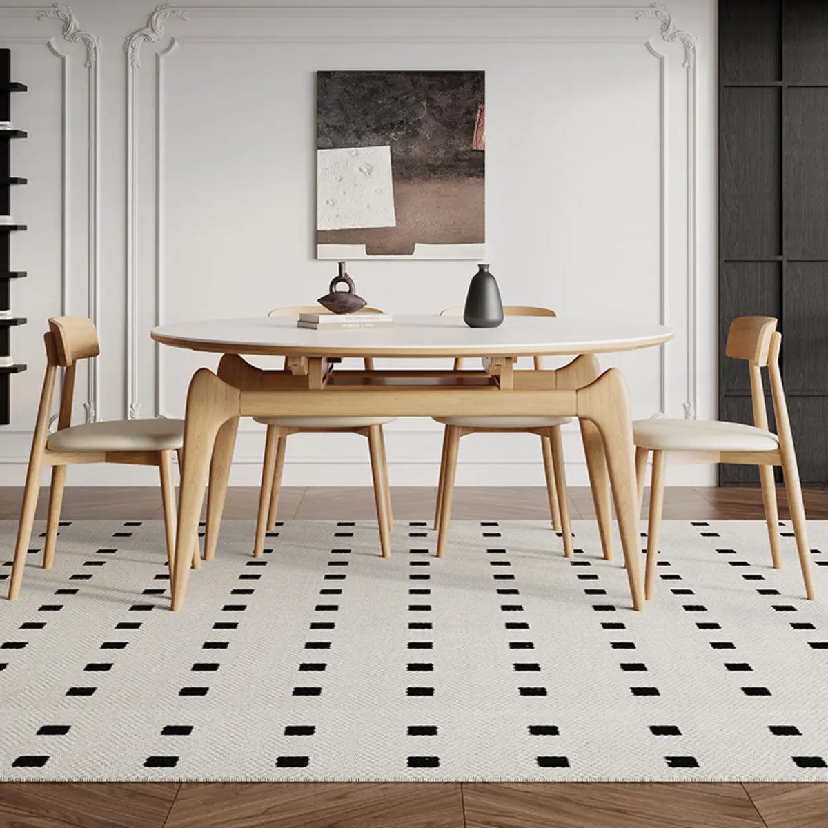 Contemporary Rounded Chalk Slate Dining Table Extension – Homebaa