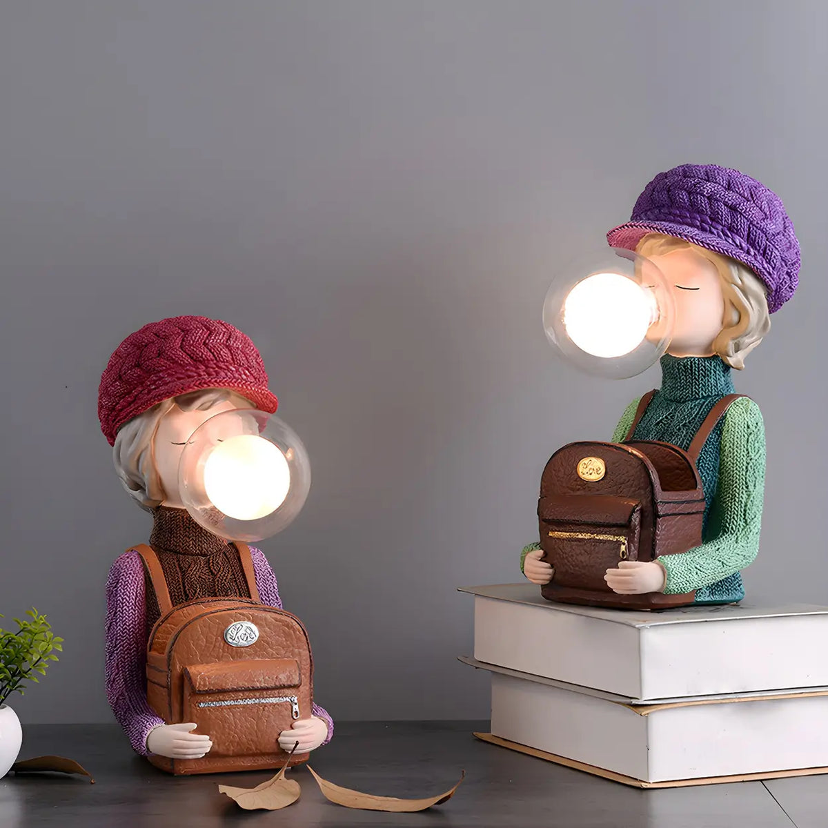 Creative Globe Glass Girl Figurine Resin Table Lamp – Homebaa