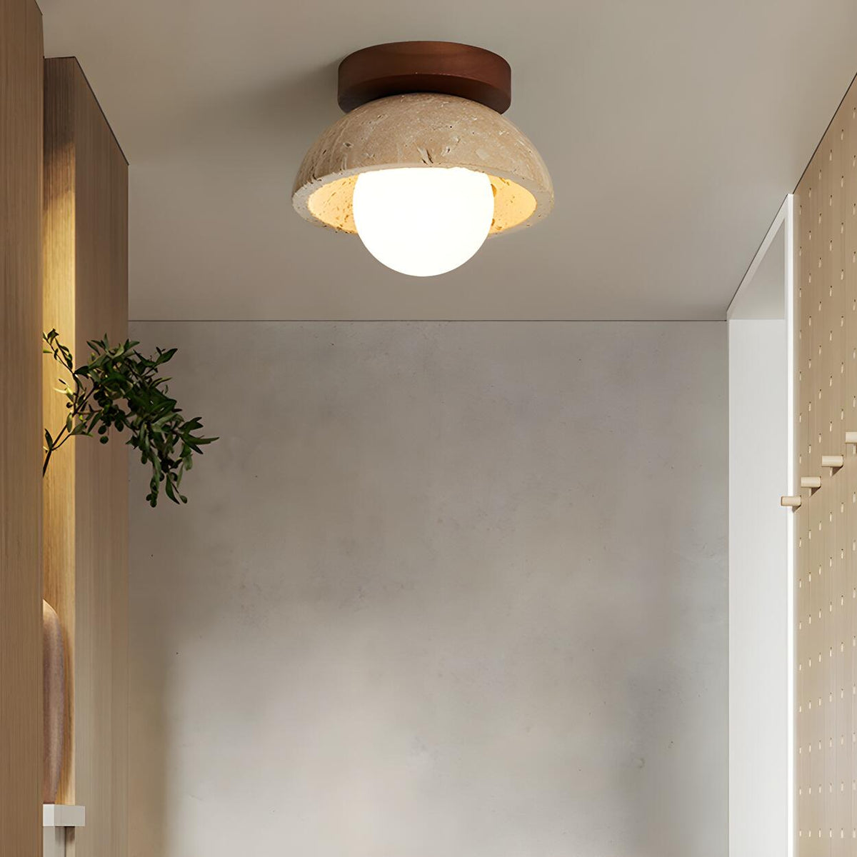 Hallway Beige Stone Semi Flush Mount Ceiling Light – Homebaa