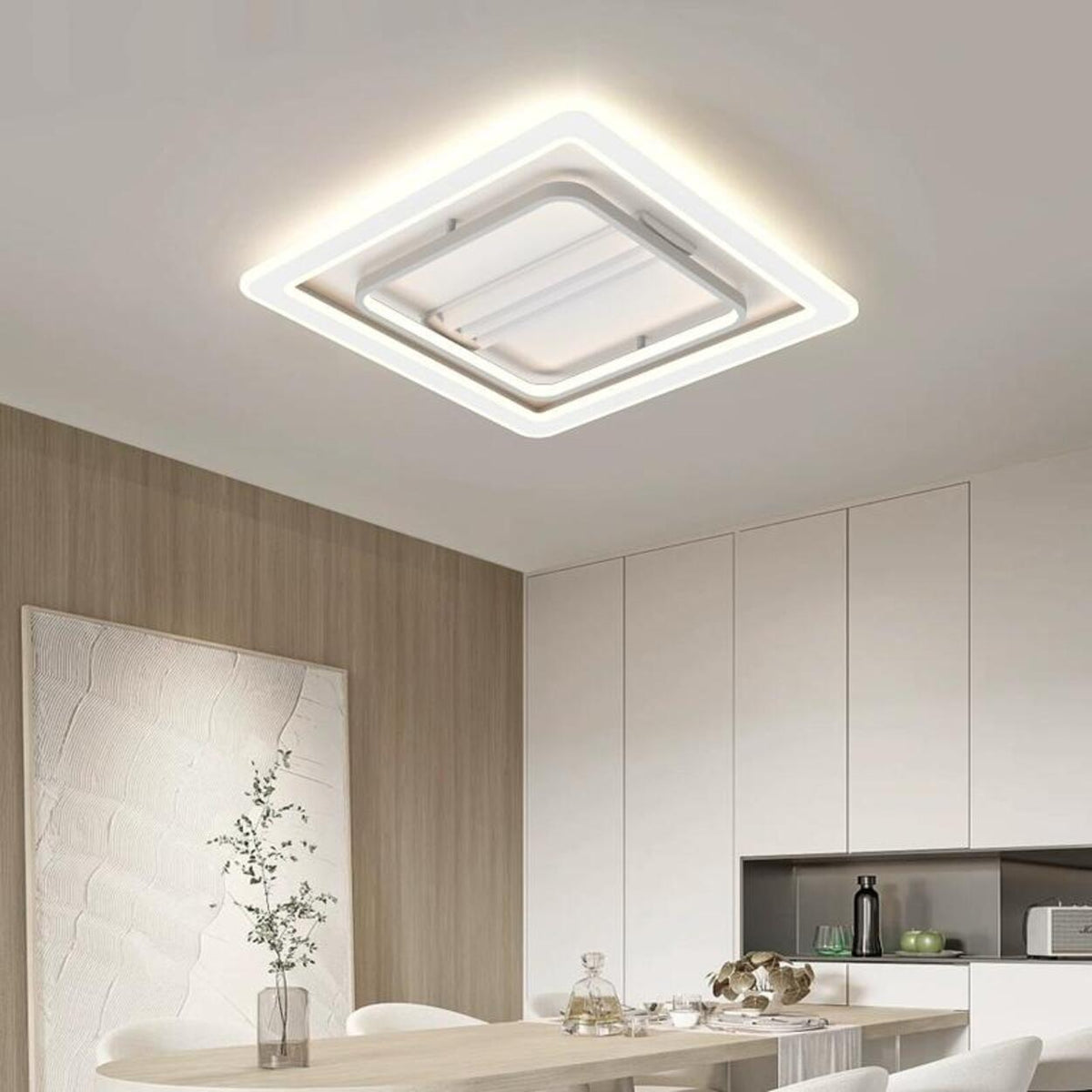High Power White Square Bladeless Ceiling Fan Light – Homebaa
