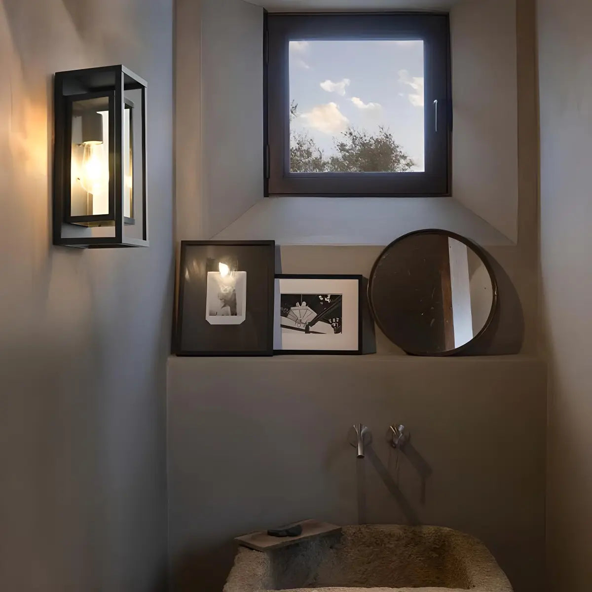 Industrial Mini Rectangular Glass Wall Light Black – Homebaa