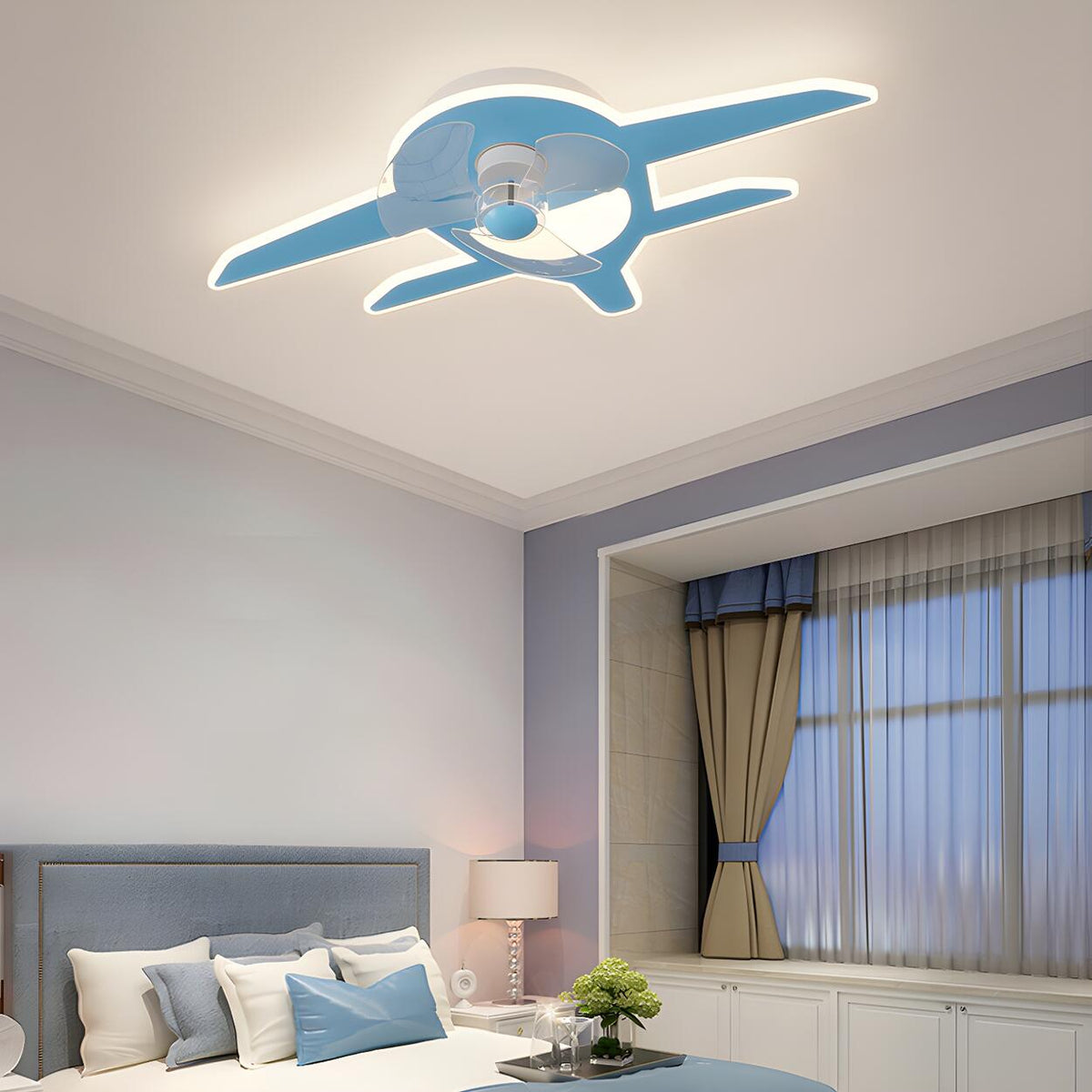 Kids Room Cartoon Whale Ceiling Fan with LED Light – Homebaa