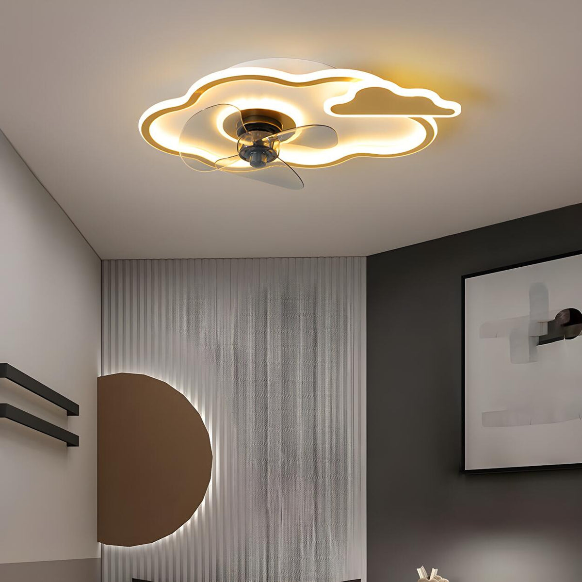 Kids Room Elegant Cloud LED Ceiling Fan with Light – Homebaa