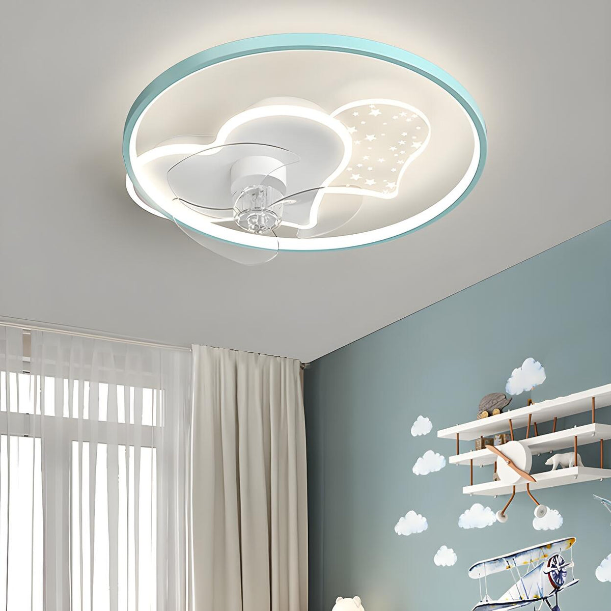 Kids Room Elegant Heart Ring Ceiling Fan with Light – Homebaa