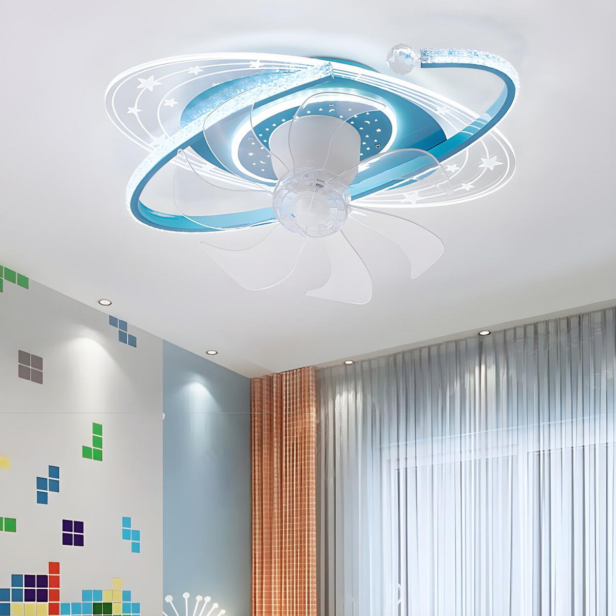 Kids Room Exquisite Oval Galaxy Ceiling Fan with Light – Homebaa