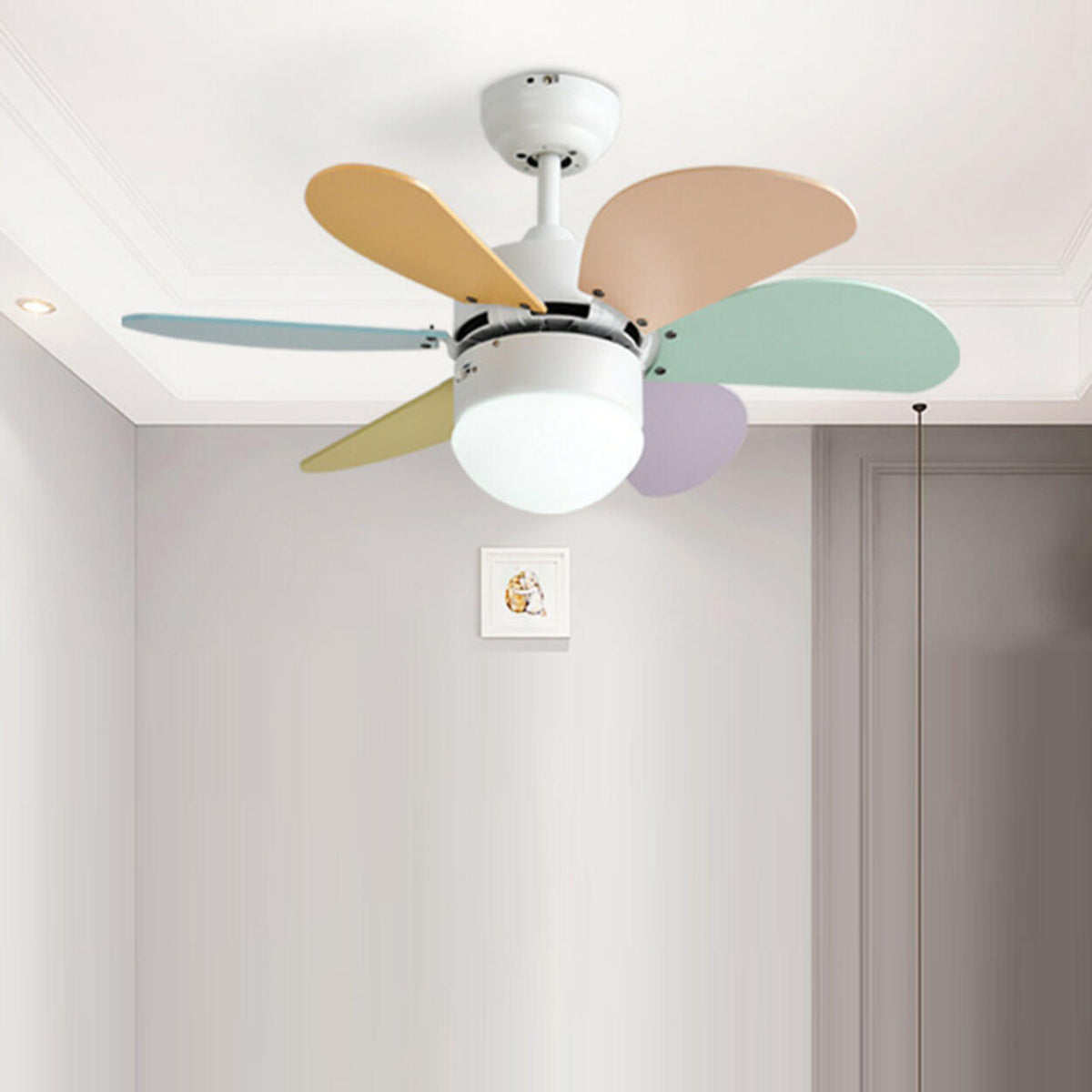 Kids Room Multi-Colored Wood Blades Ceiling Fan Light – Homebaa