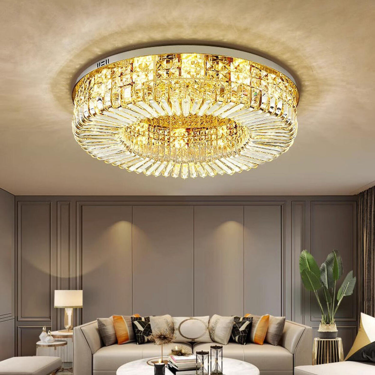 Living Room Luxury Crystal Flush Mount Ceiling Light – Homebaa