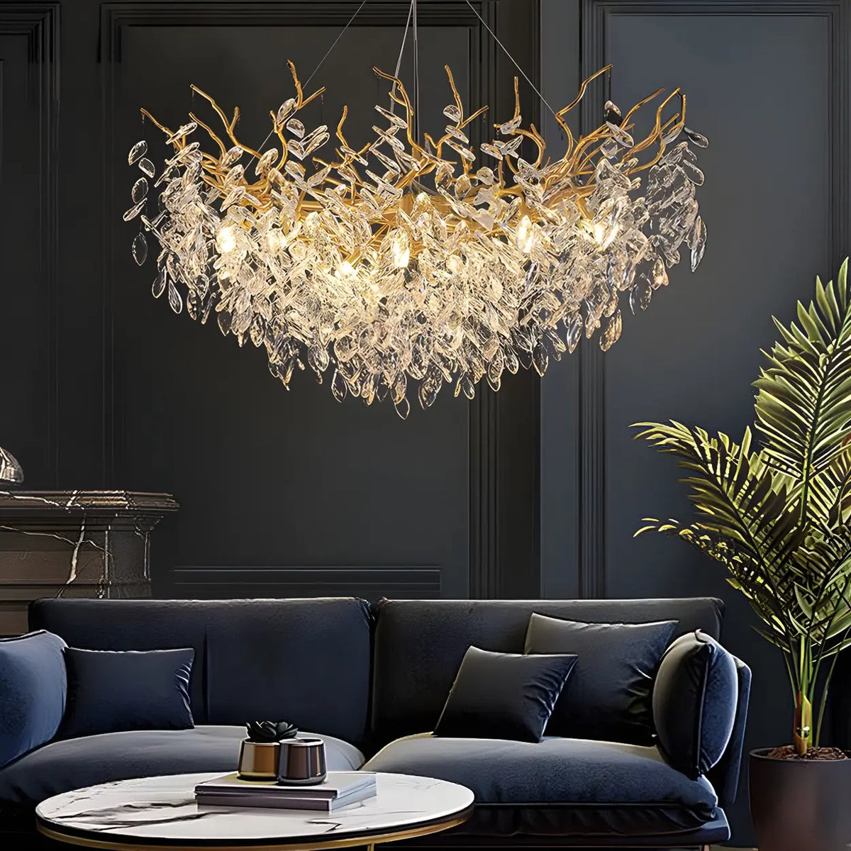 Luxury Crystal Tree Branch Chandelier Living Room – Homebaa
