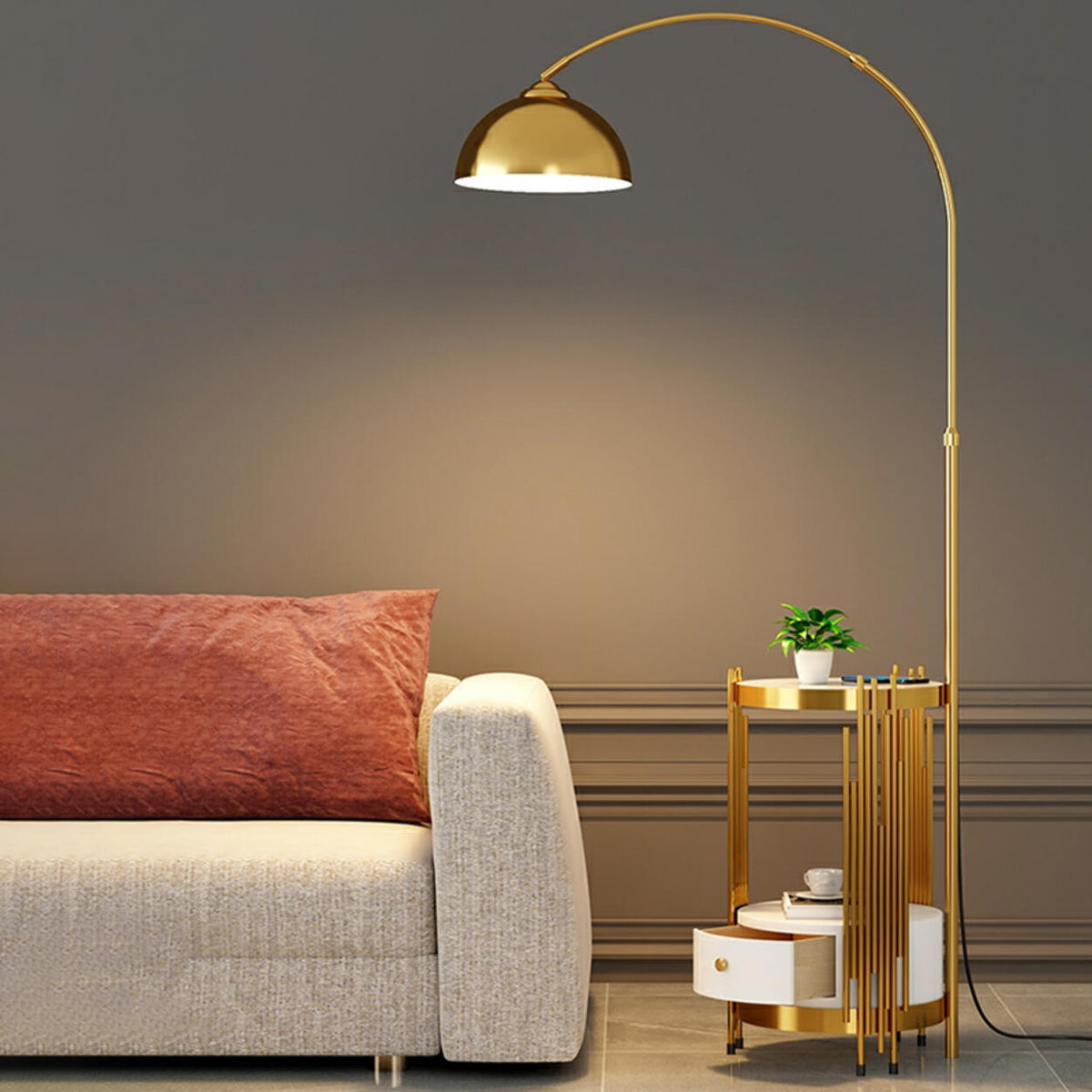Luxury Gold Dome Modern Arced Side Table Floor Light – Homebaa