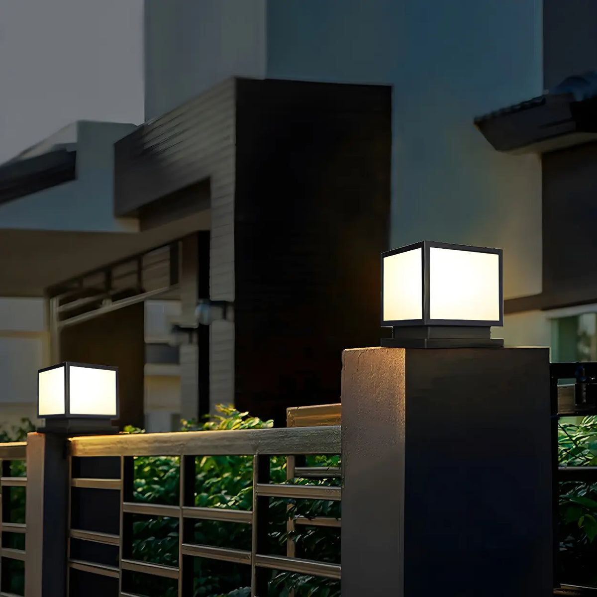 Minimalist Cube Metal Black Outdoor Post Table Lamp – Homebaa