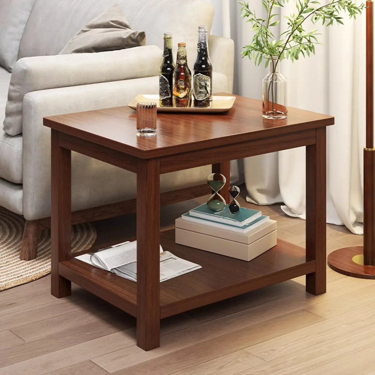 Modern Brown Rectangular Manufactured Wood End Table – Homebaa