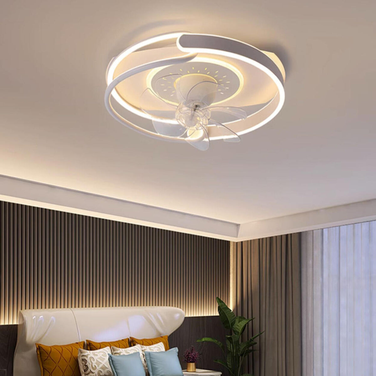 Modern Circular 7 Blades Ceiling Fan with LED Light – Homebaa