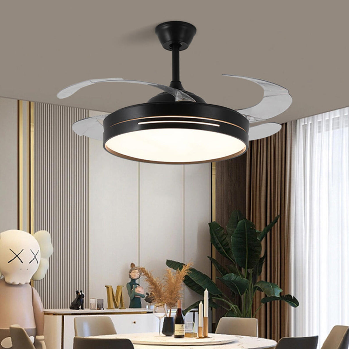Modern Clear Blade Simple Round Ceiling Fan with Light – Homebaa