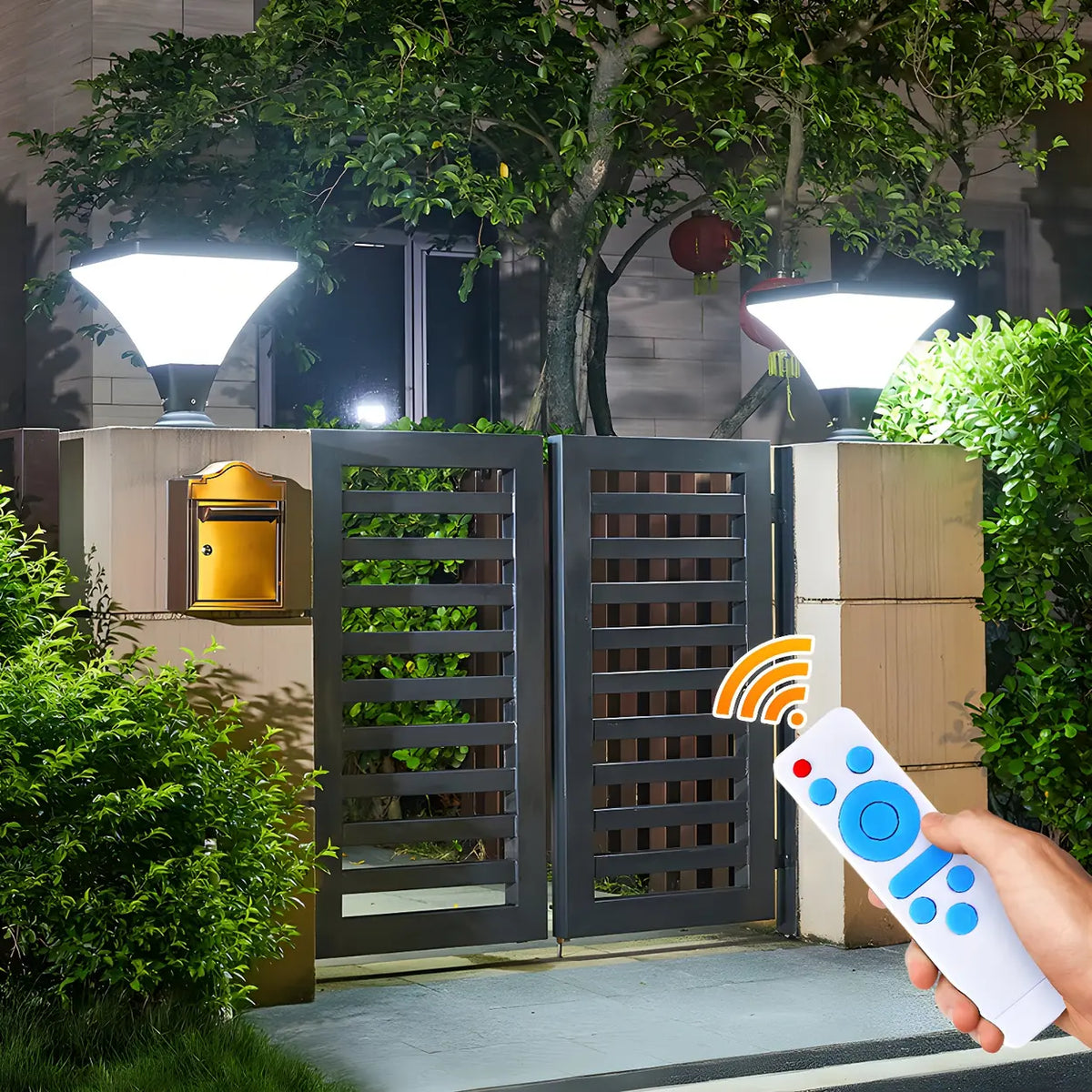 Modern Cone Solar Outdoor Remote Control Post Light – Homebaa