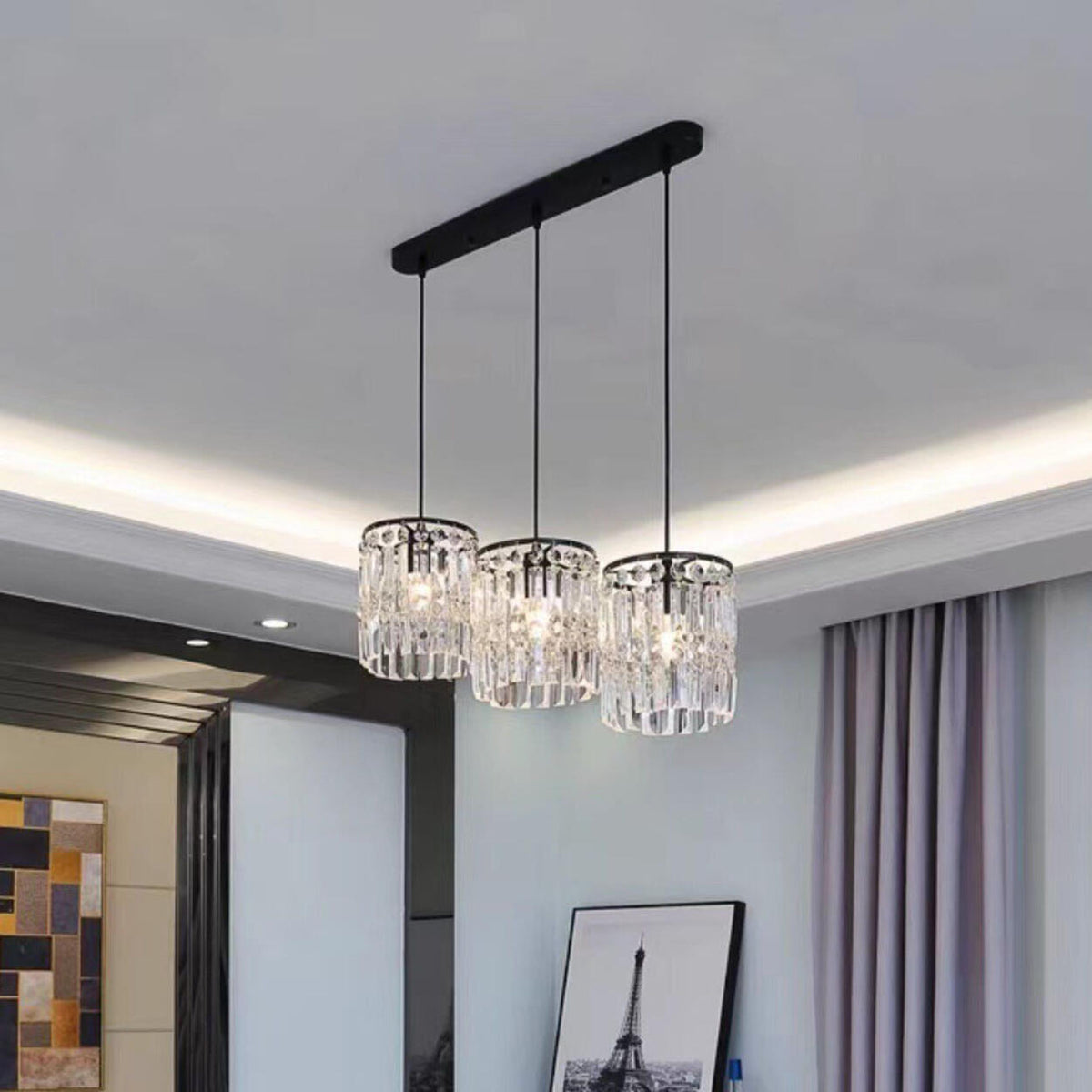 Modern Crystal Pendant Island Ceiling Light Trio – Homebaa