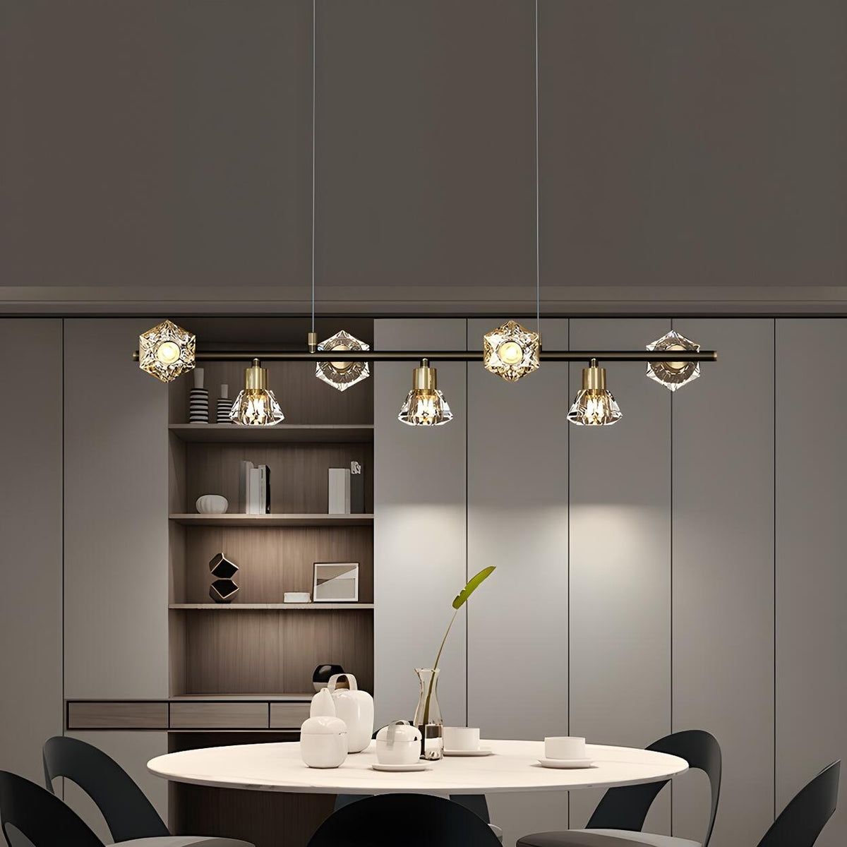 Modern Geometric 7-Light Crystal Island Ceiling Light – Homebaa