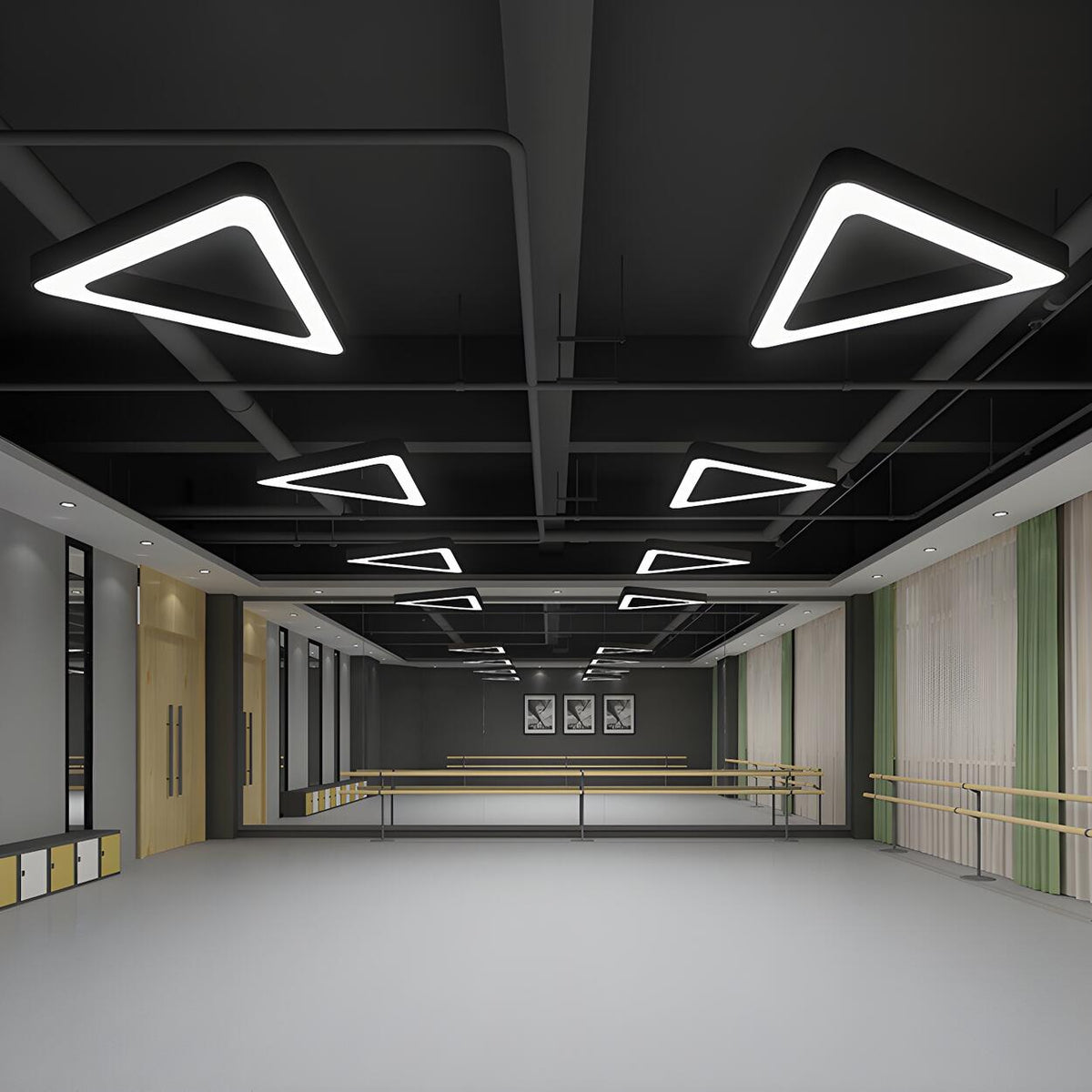 Modern Gym Black Metal Triangular LED Pendant Light – Homebaa