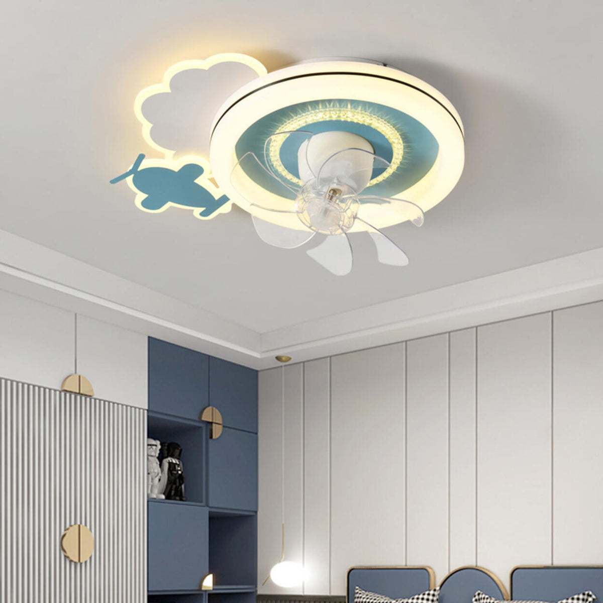 Modern Kids Room Round Ceiling Fan Light with Switch – Homebaa