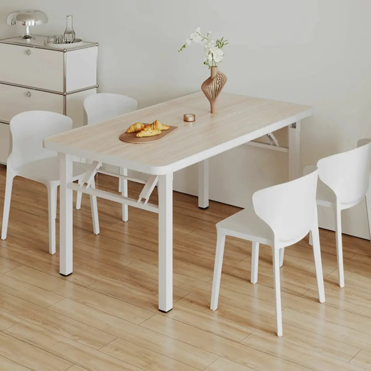 Modern Rectangle Wood White Folding Dining Table – Homebaa