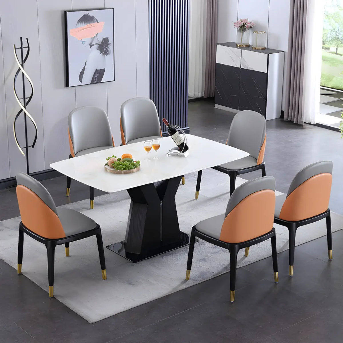 Modern Rectangular Marble Scratch Resistant Dining Table – Homebaa