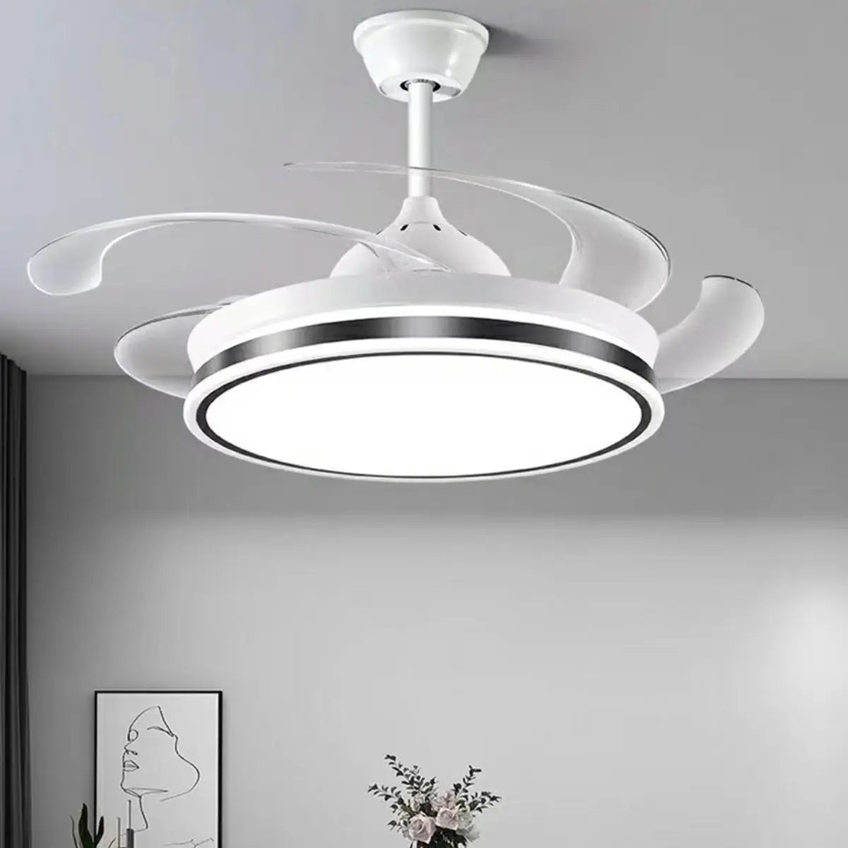 Modern Retractable Round LED Ceiling Fan Light – Homebaa