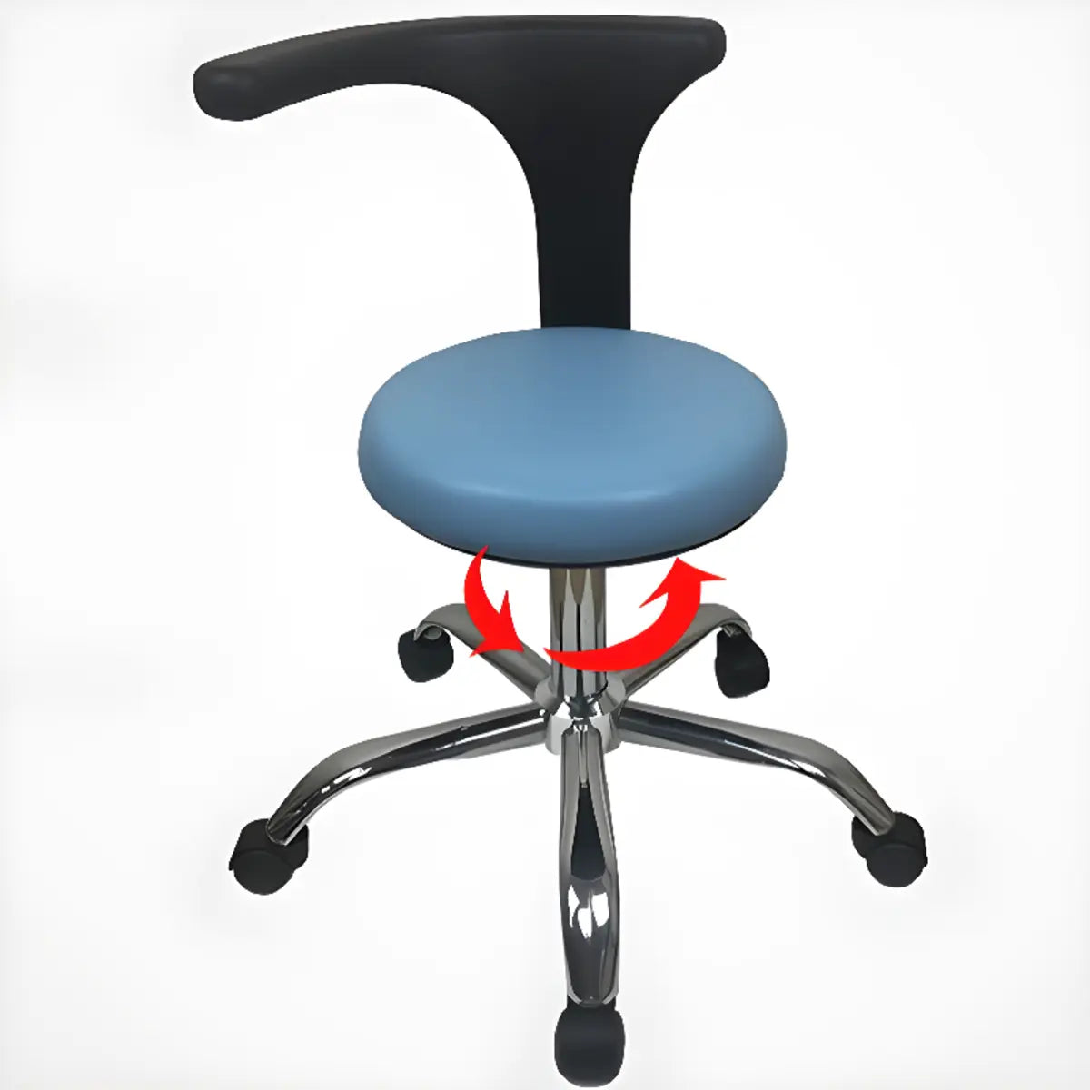 Modern Round Alloy Blue Office Stool Casters Upholstered – Homebaa