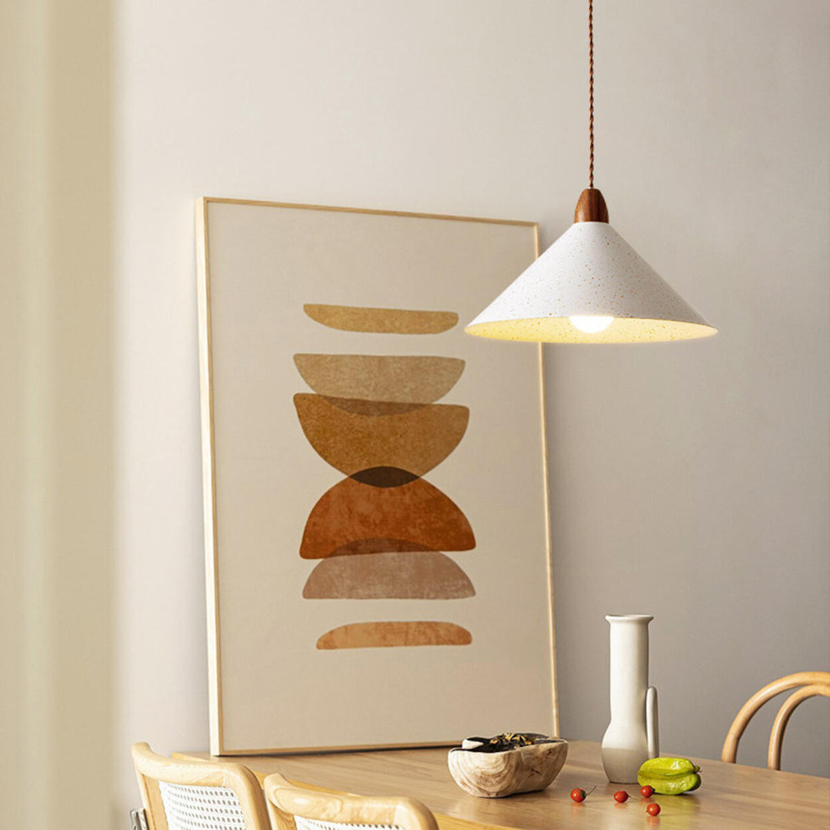 Modern White Metal Cone Pendant Light Adjustable Height – Homebaa