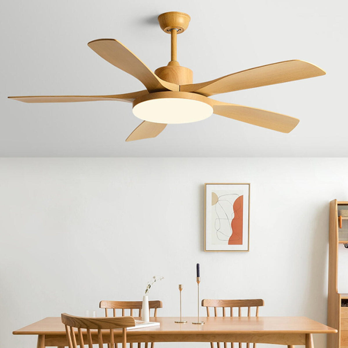 Modern Wood Ceiling Fan with Integrated LED Light – Homebaa