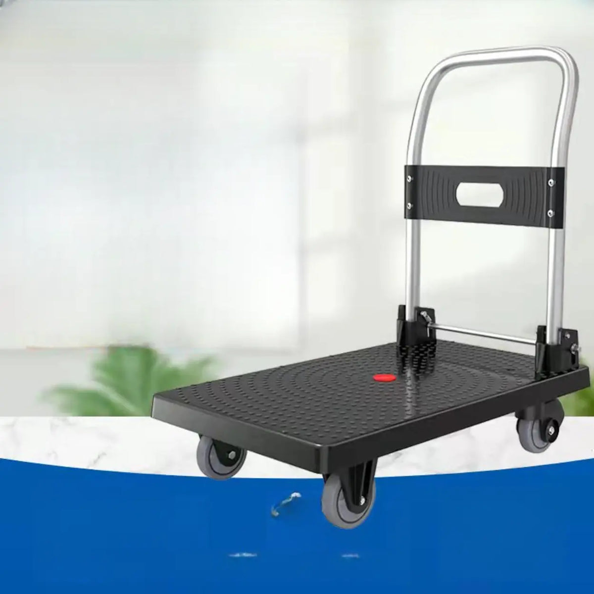 Movable Black Flat Utility Cart with Four Casters – Homebaa