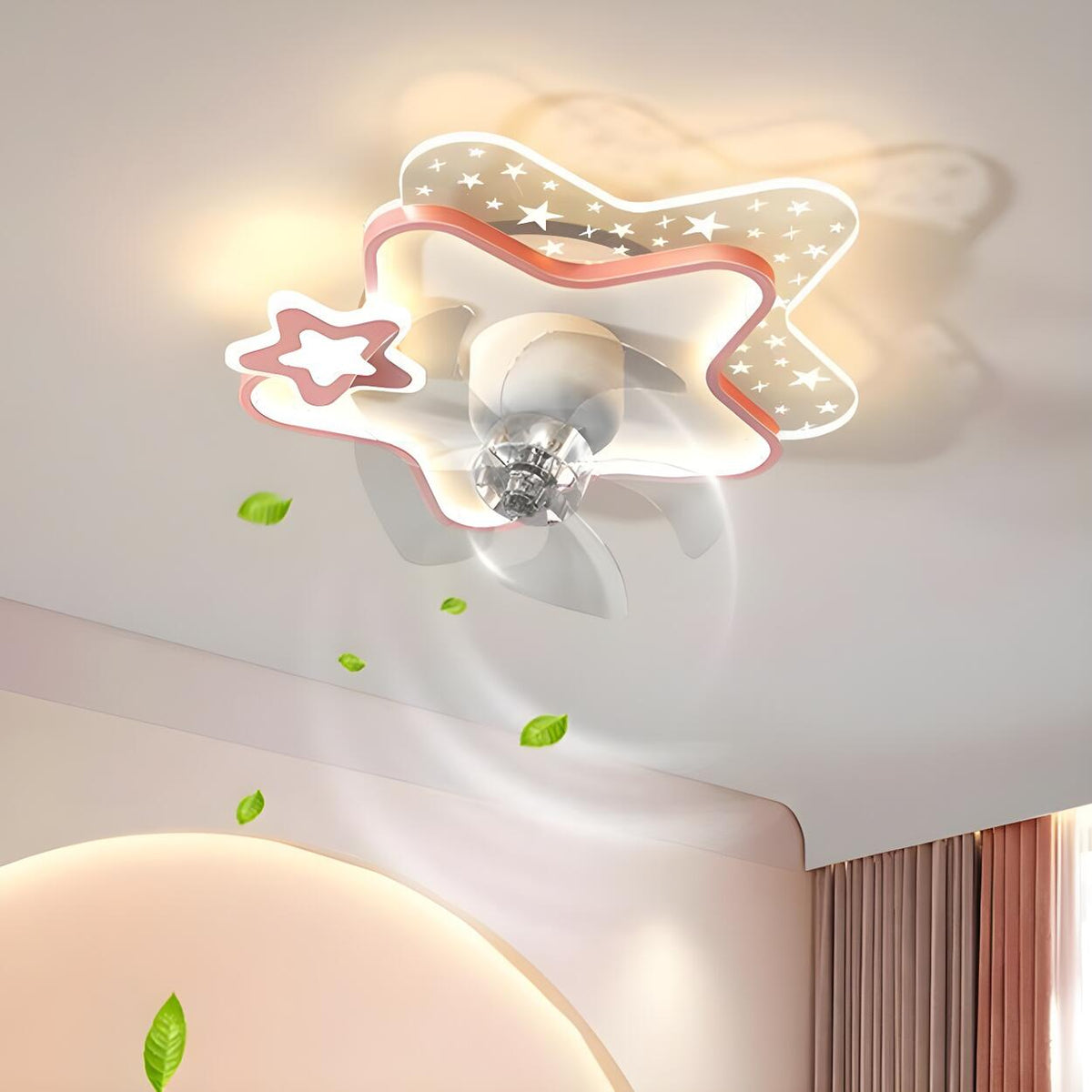 Nordic Kids Room Star-Shaped Ceiling Fan with Light – Homebaa