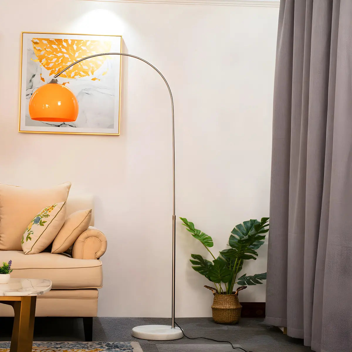 Orange Dome Modern Arched Metal LED Floor Lamp – Homebaa