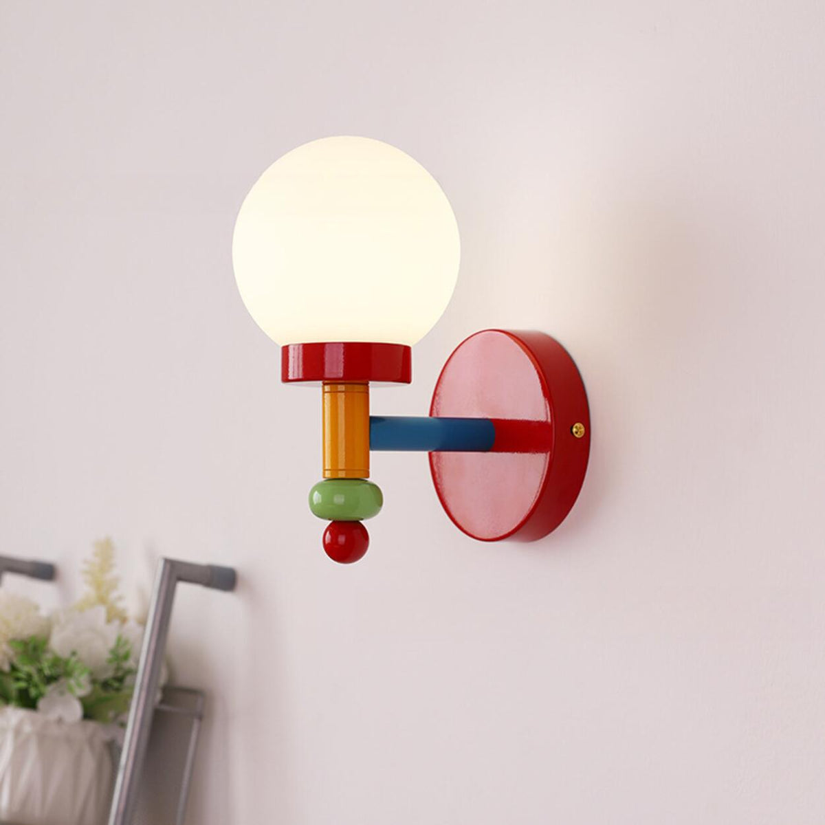 Playful and Colorful Globe White Glass Wall Sconce – Homebaa