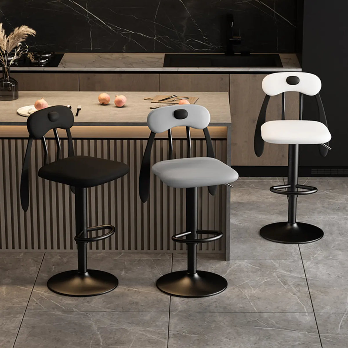 Rabbit Ears Square Leather Adjustable Swivel Bar Stool – Homebaa