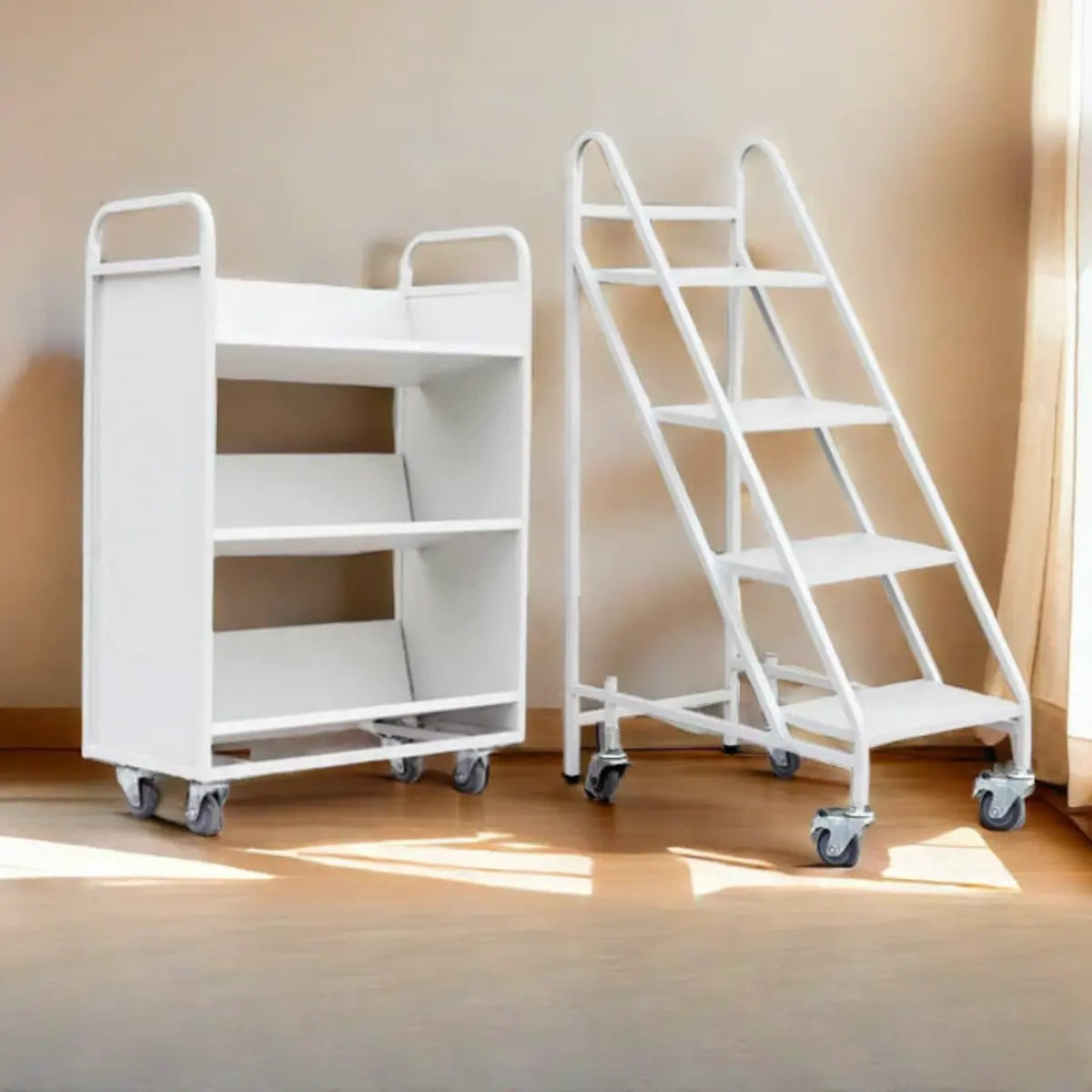 Removable Freestanding White Metal Handle Utility Carts – Homebaa