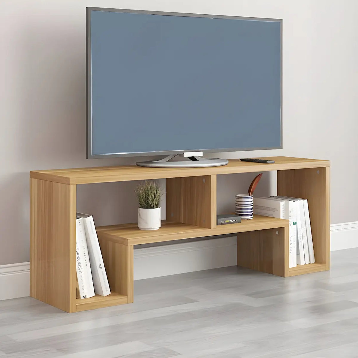 Scandinavian Wood Color Open Shelving TV Stand – Homebaa