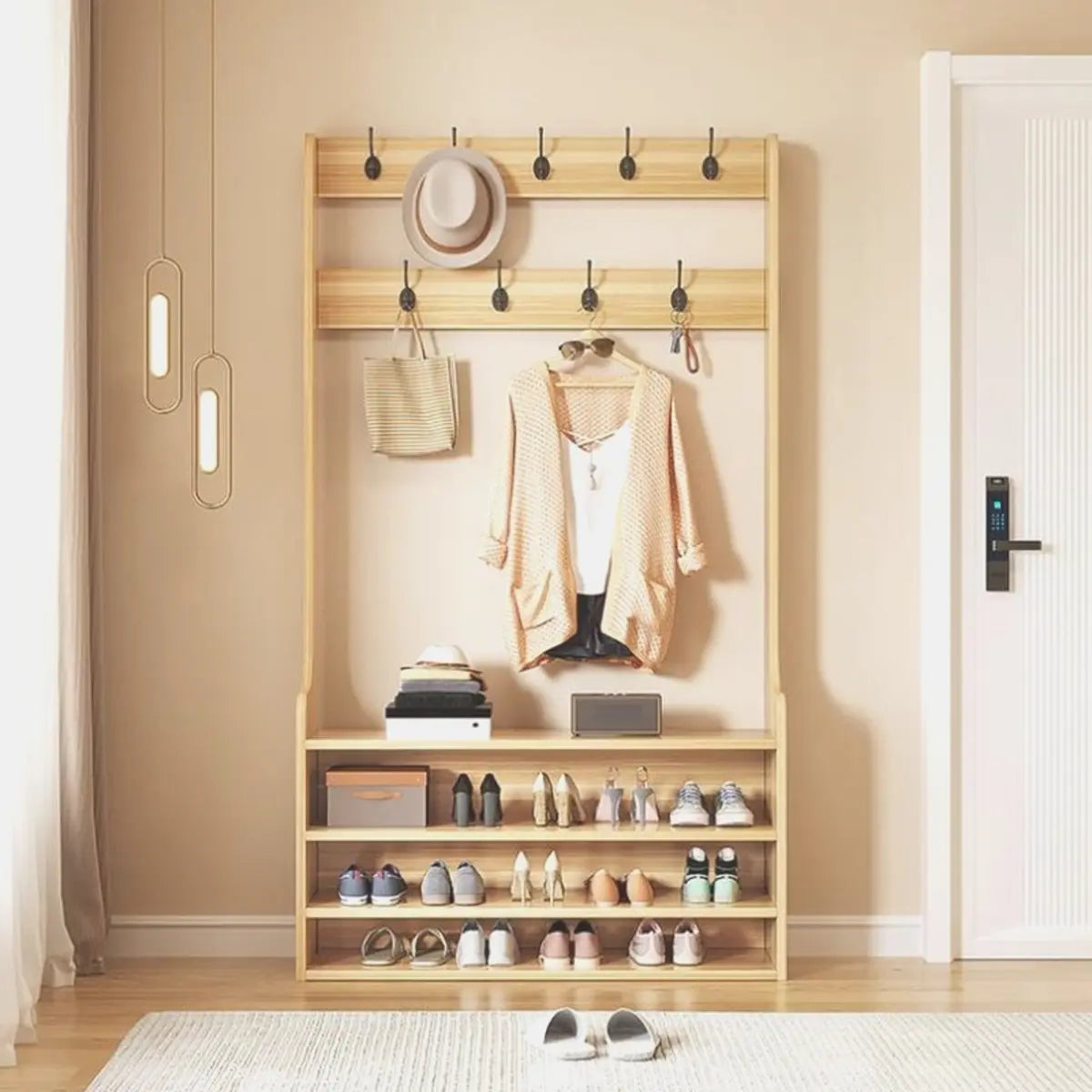 Shoe Storage Freestanding Tall Coat Rack Organizer – Homebaa