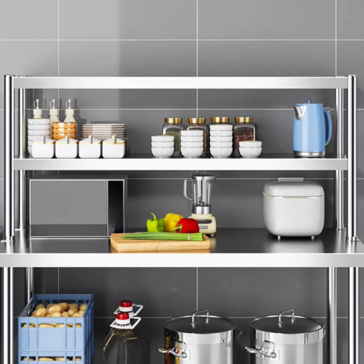 Silver Stainless Steel Baker's Rack with Microwave Shelf – Homebaa