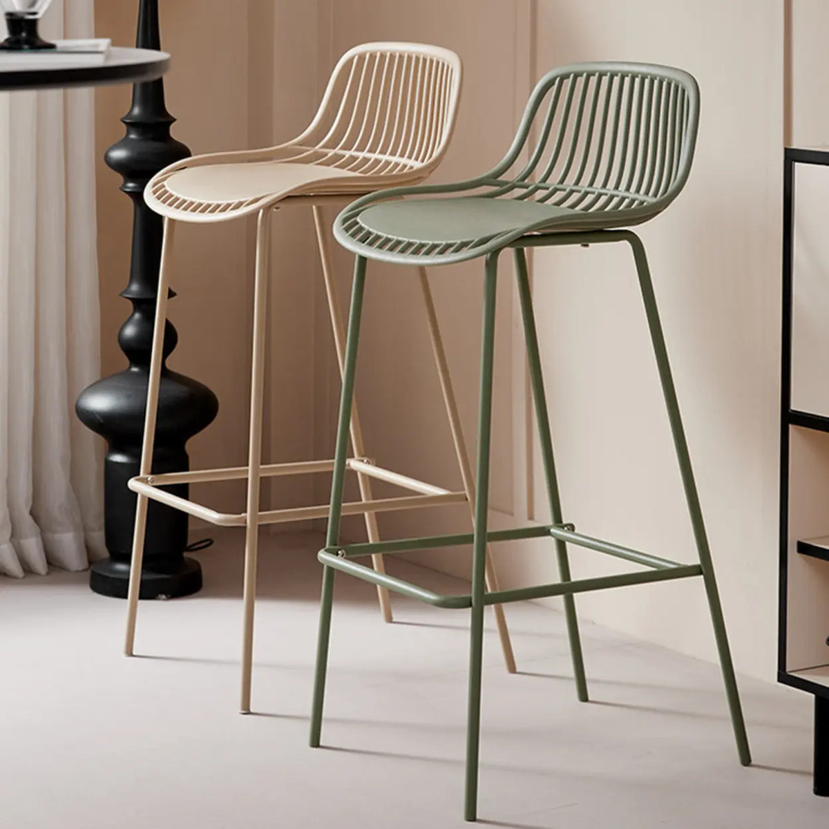 Sleek Mesh Low Back Saddle Acrylic Footrest Bar Stool – Homebaa