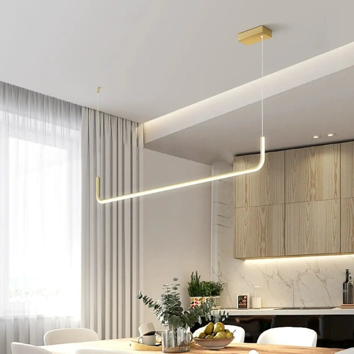 Sleek U-Shaped LED Kitchen Island Ceiling Light – Homebaa