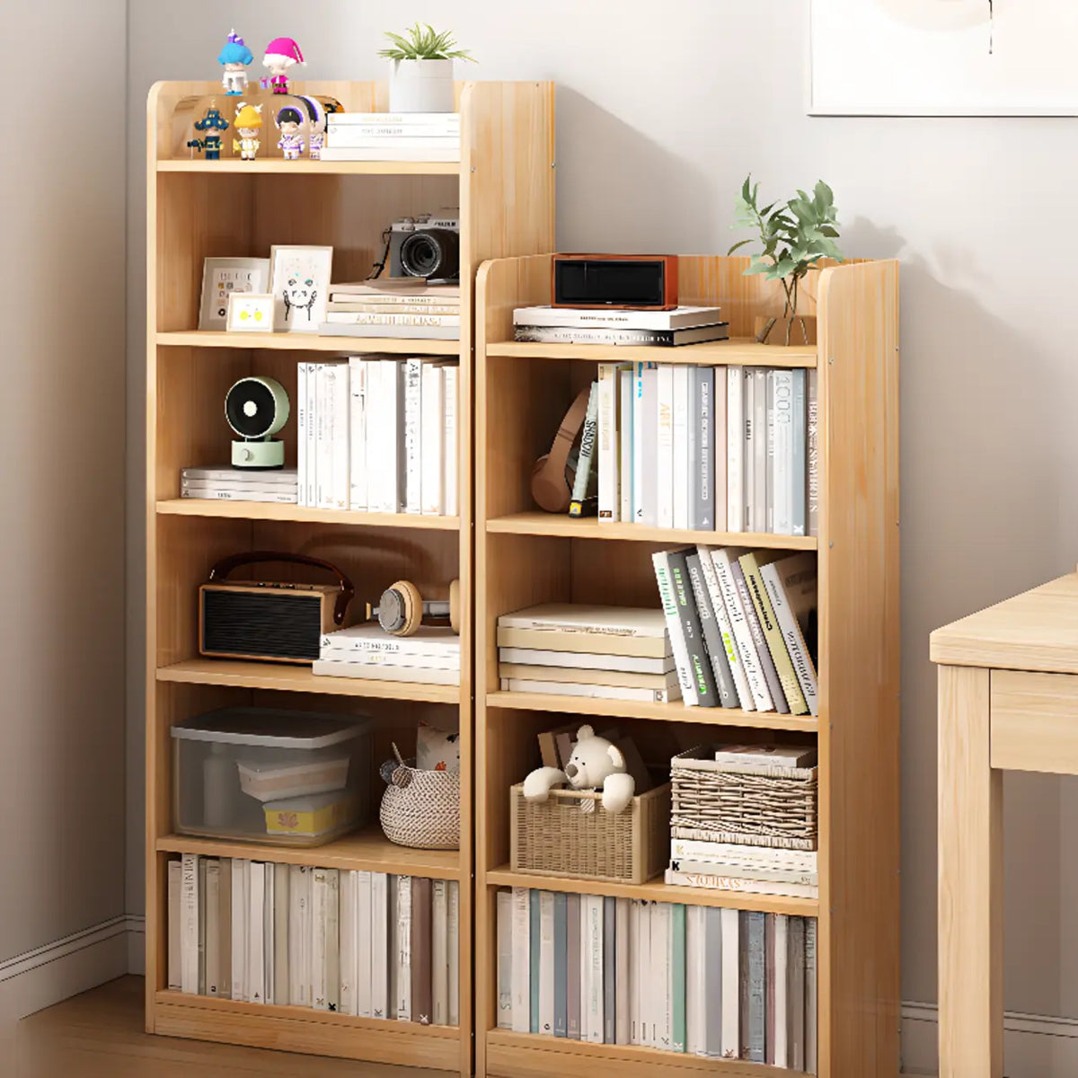 Stylish Natural Wood Finish Rectangular Small Bookcase – Homebaa